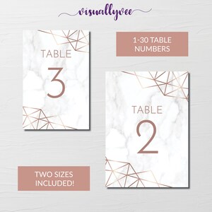 Rose Gold Marble Geometric Table Numbers 1-30 INSTANT - Etsy