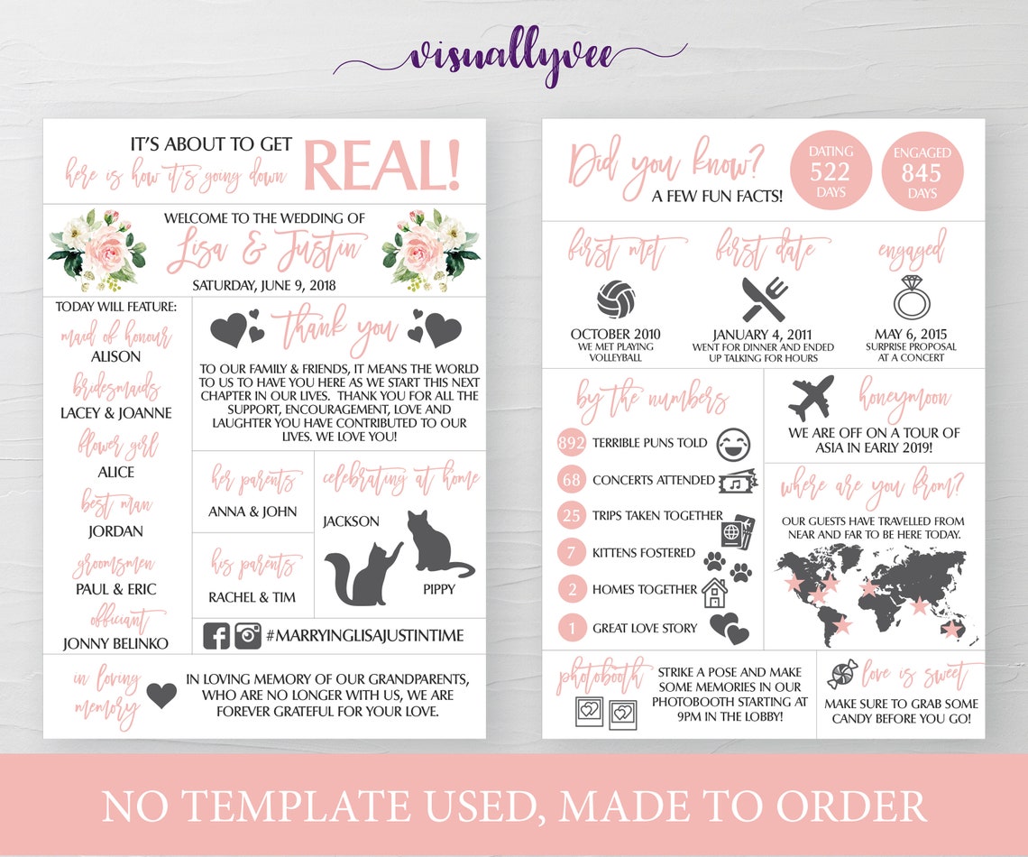 Infographic Wedding Program Fun Wedding Program Fun Facts | Etsy