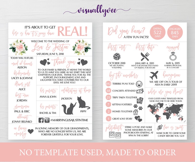 Infographic Wedding Program Fun Wedding Program Fun Facts - Etsy Canada