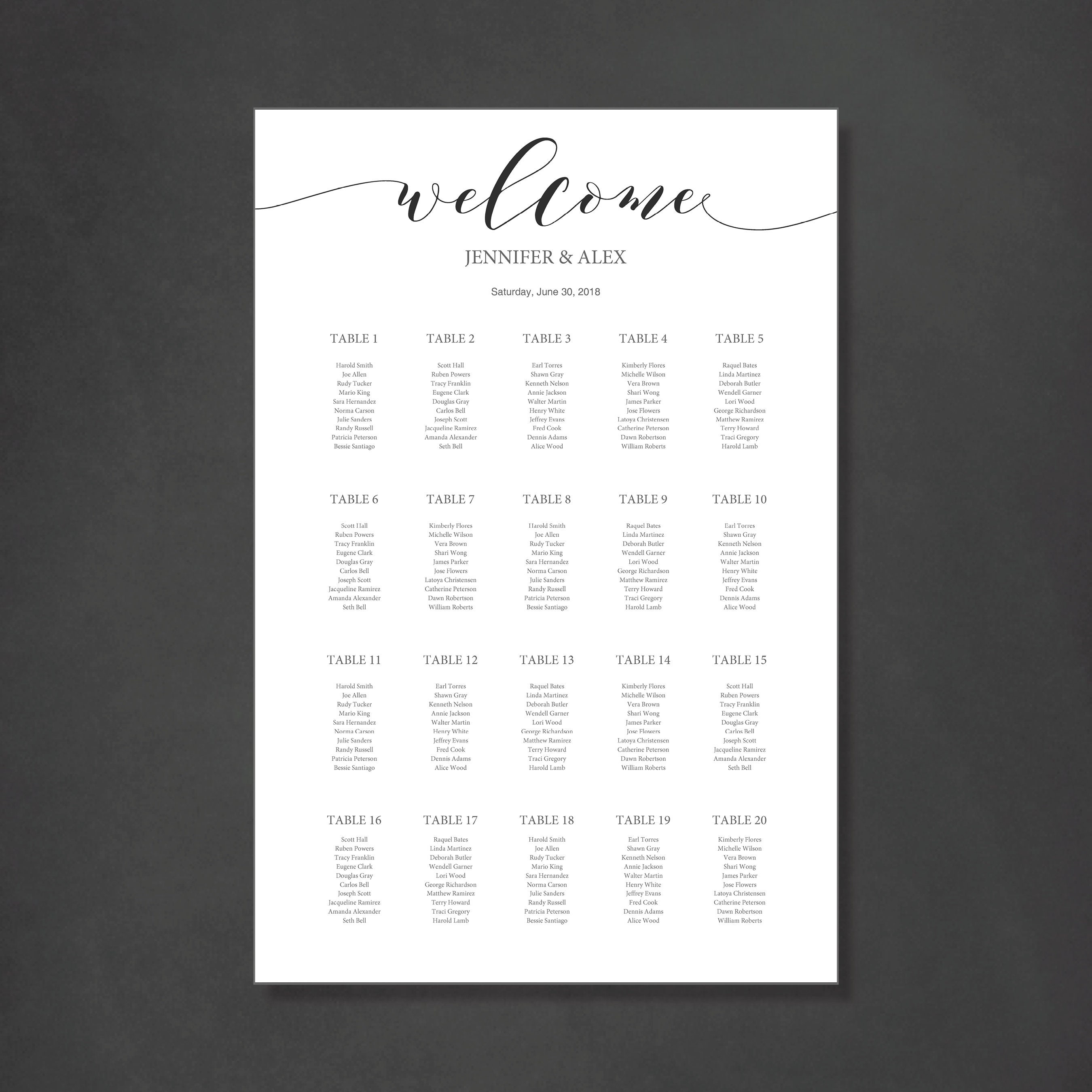 Seating Chart Black and Grey Seating Chart by Table I - Etsy Canada