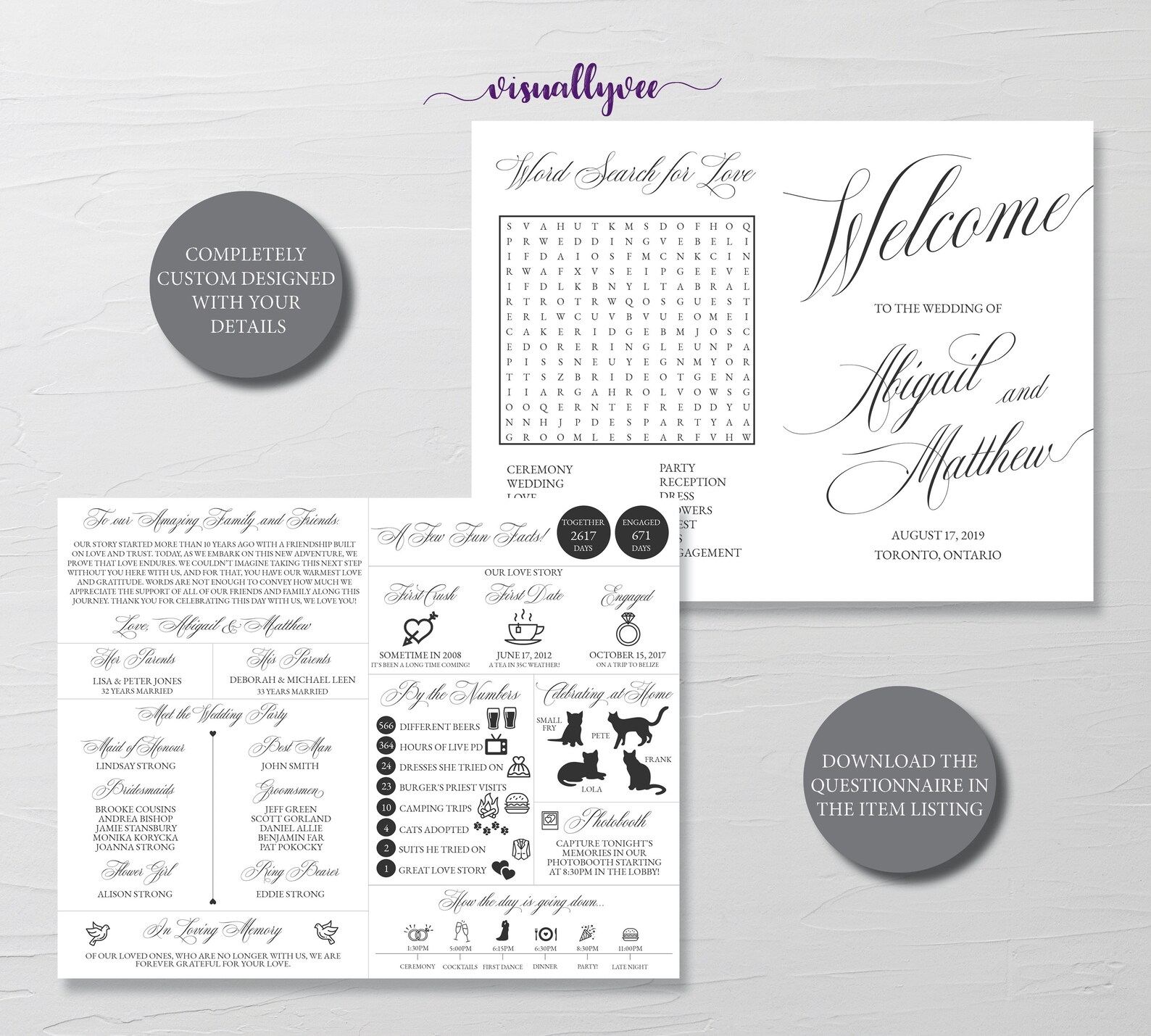 Fun Wedding Program Infographic Wedding Program Fun Facts - Etsy