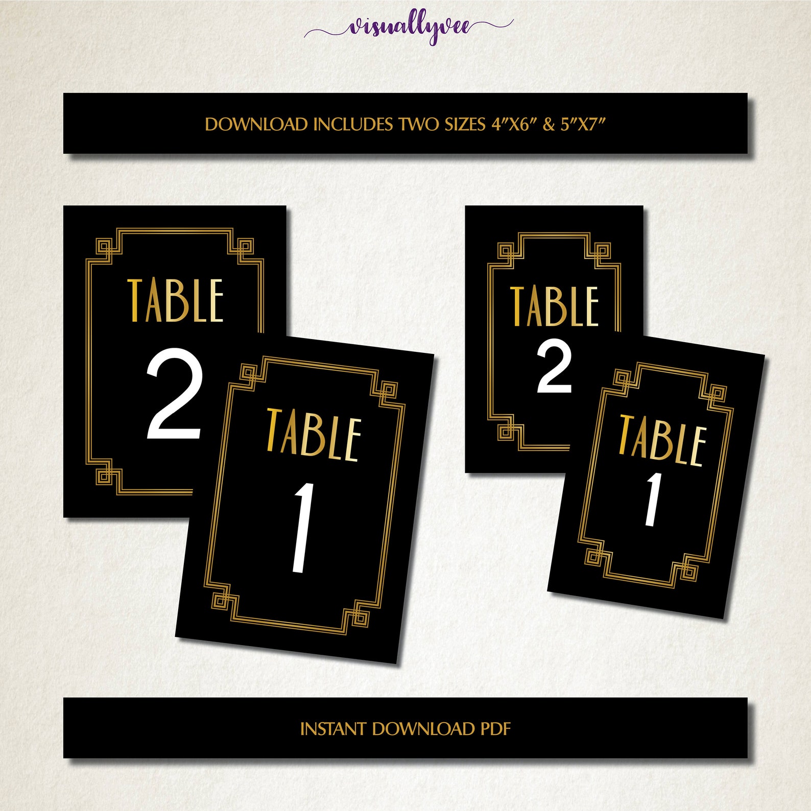 Art Deco Style Table Numbers 4x6 & 5x7 | Etsy