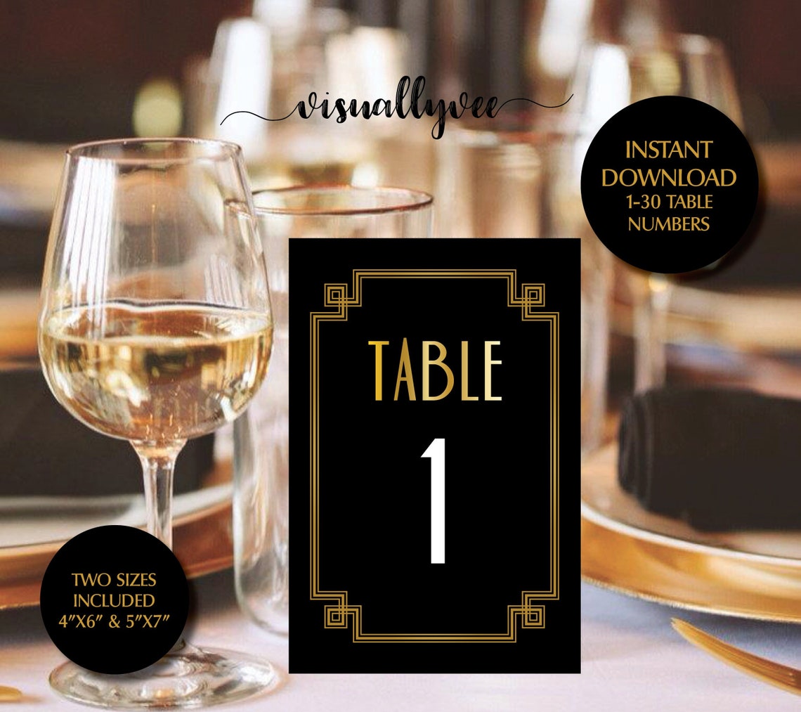 Art Deco Style Table Numbers 4x6 & 5x7 | Etsy
