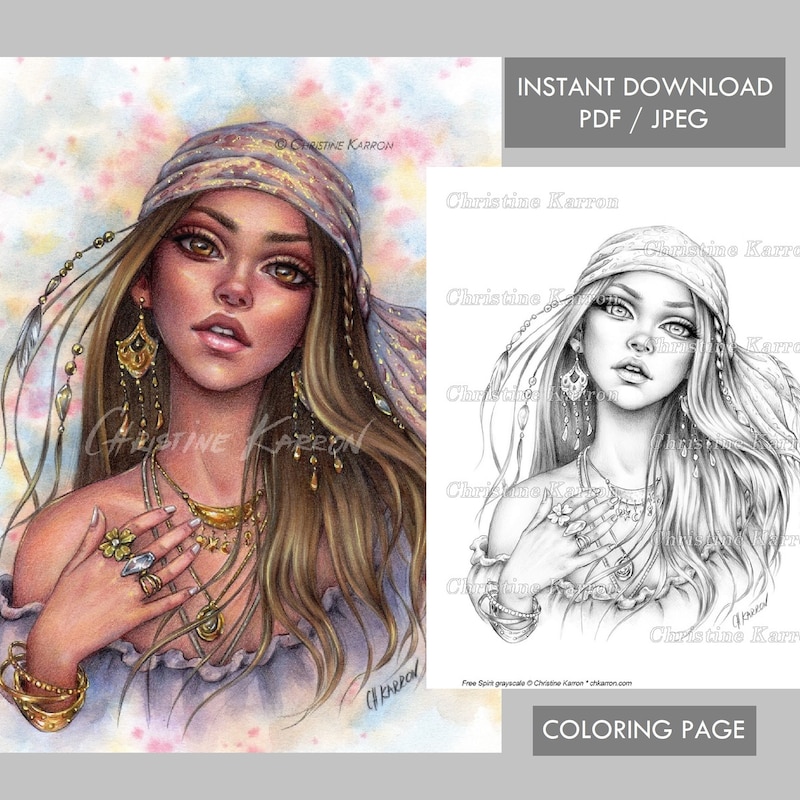 Coloring Pages Gypsy - Etsy UK