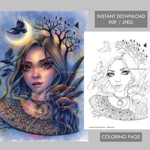 Lilac Fairy Coloring Page Grayscale Instant Download Printable | Etsy