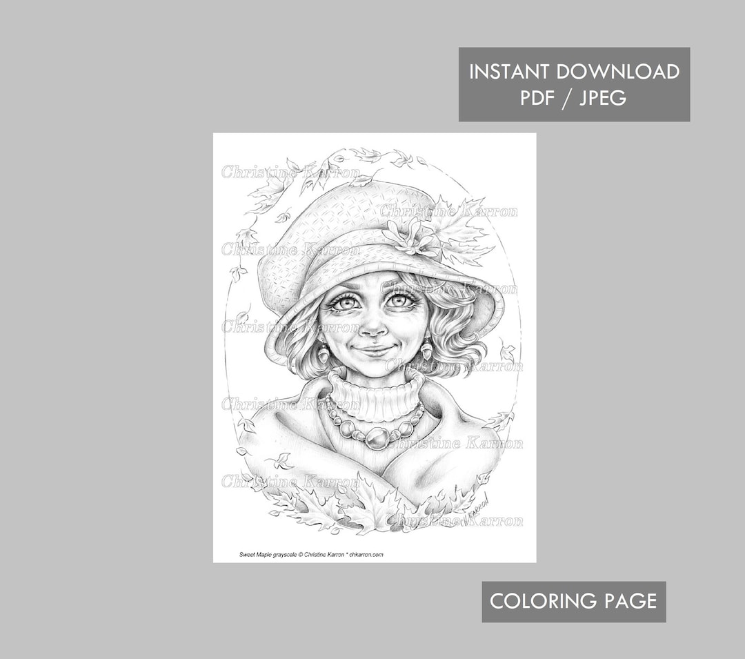 Sweet Maple Coloring Page Grayscale Illustration Old Forest Spirit ...