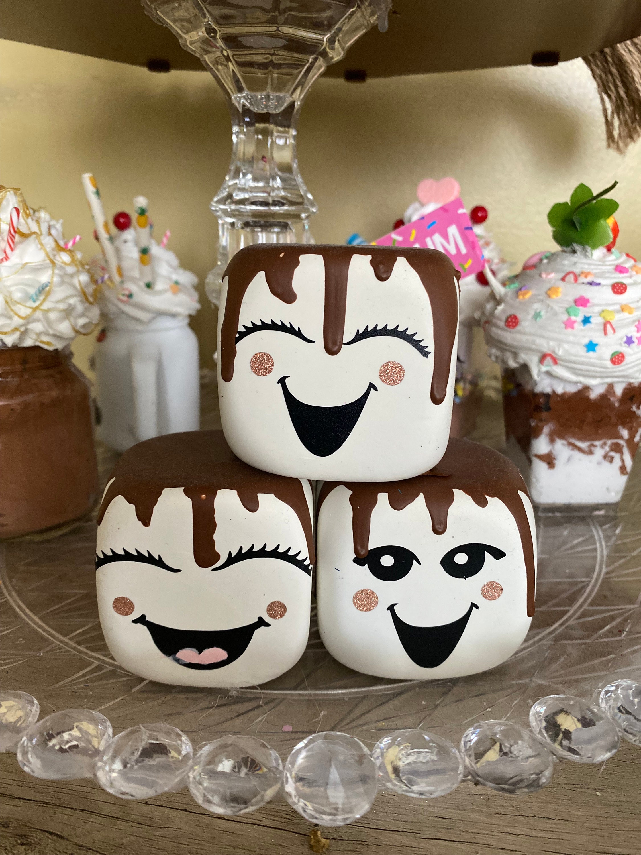 Fake Marshmellows With Melted Chocolate and Smore Face - Etsy