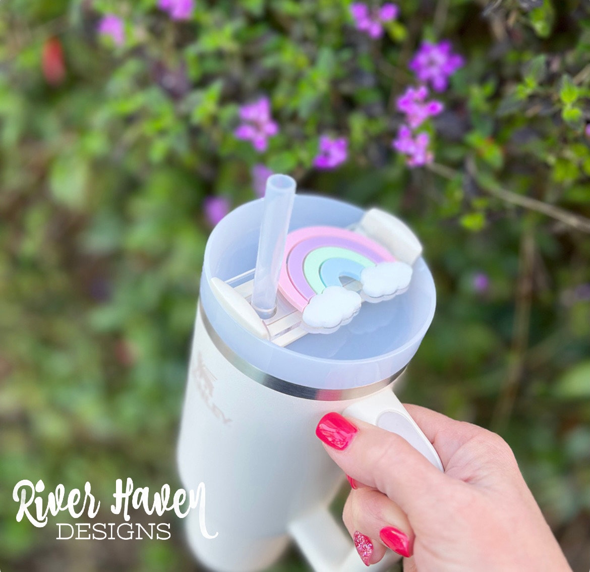 Rainbow Stanley Topper, Glowforge SVG File, 40oz Name Toppers, Rainbow ...