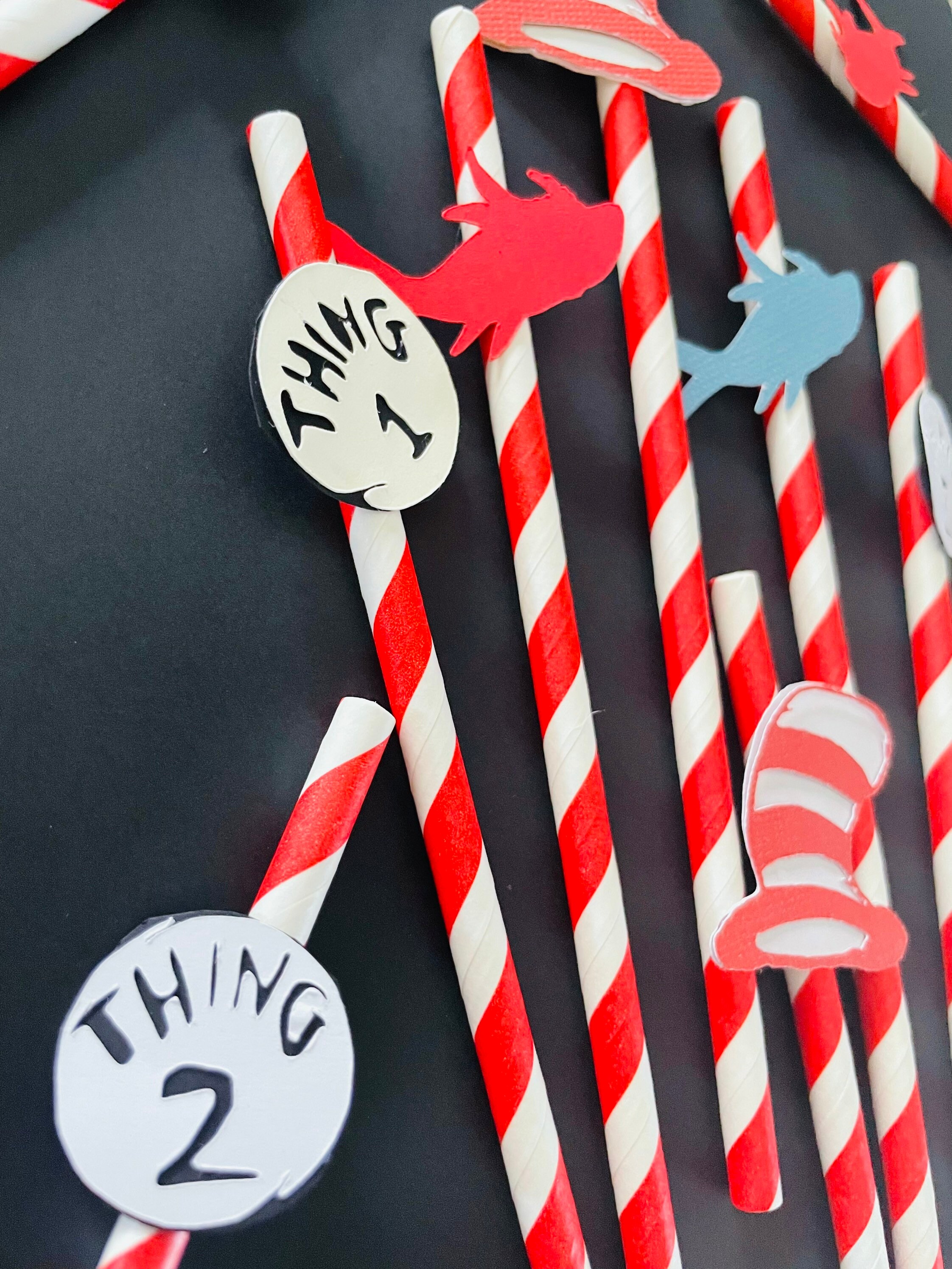 Thing 1&2 Dr. Seuss Birthday Party Paper Straws / Paper Straws | Etsy