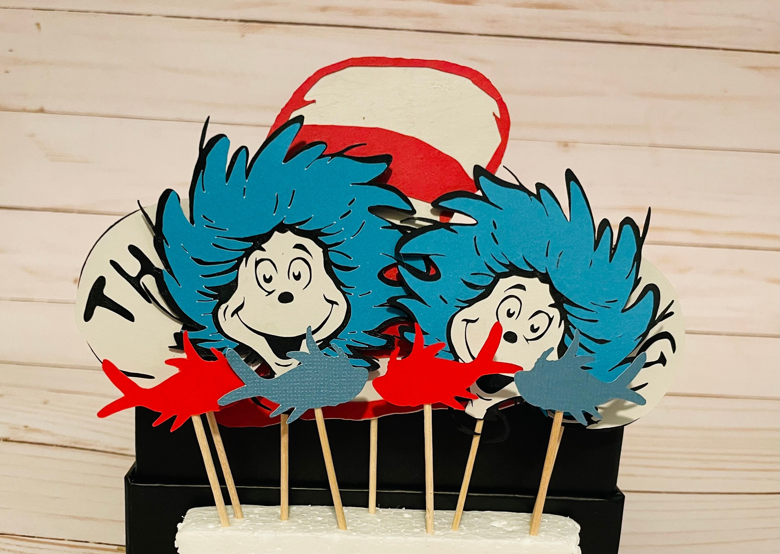 Dr. Seuss inspired cake topper Thing one and two/ thing 1&2 / | Etsy