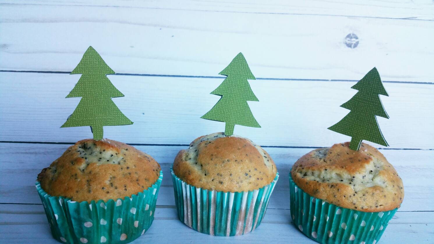 Light Green Pine Tree Cupcake Toppers / Lumberjack /camping/ Pnw ...