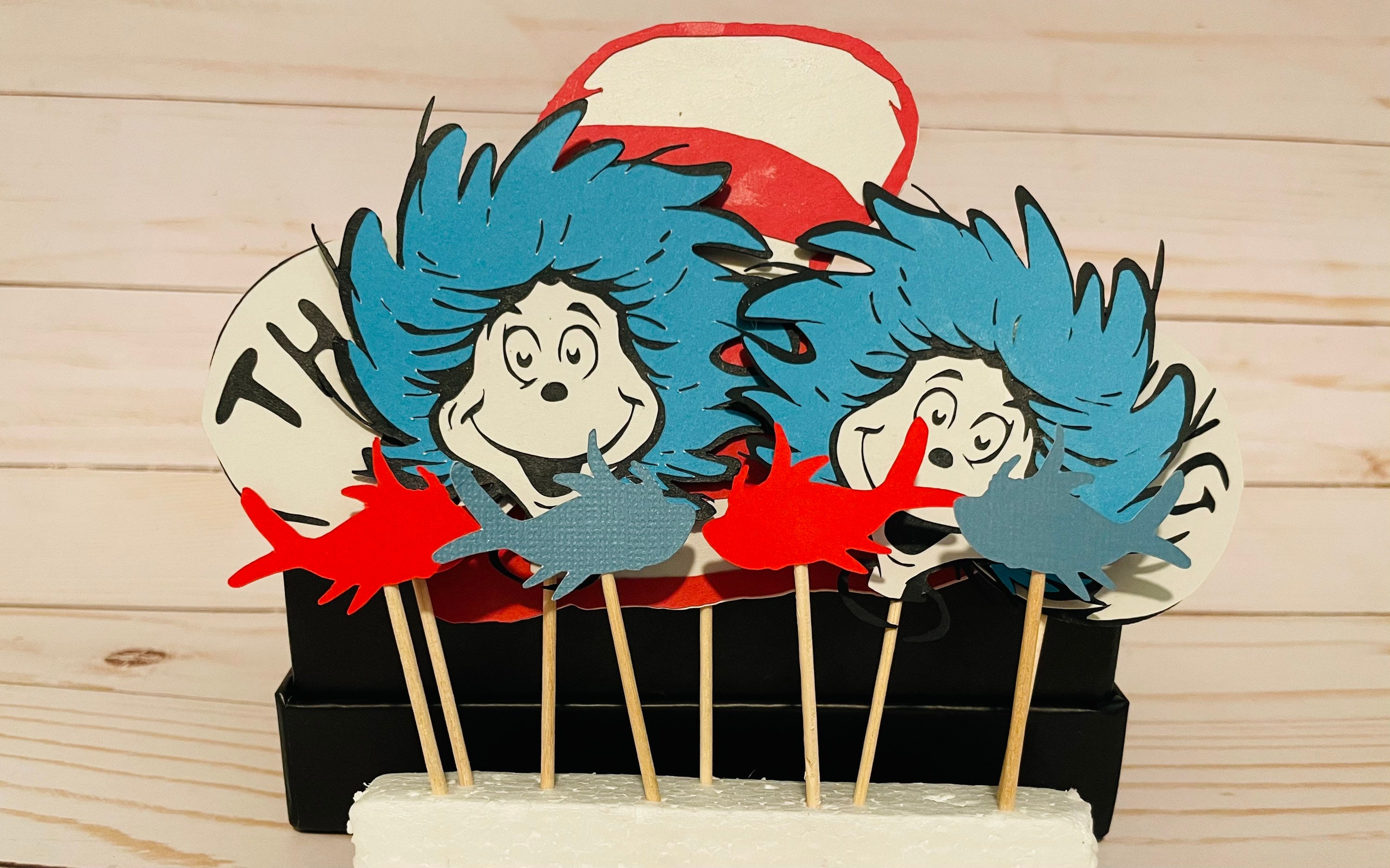 Dr. Seuss inspired cake topper Thing one and two/ thing 1&2 / | Etsy