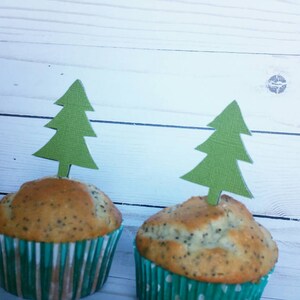 Light Green Pine Tree Cupcake Toppers / Lumberjack /camping/ Pnw ...