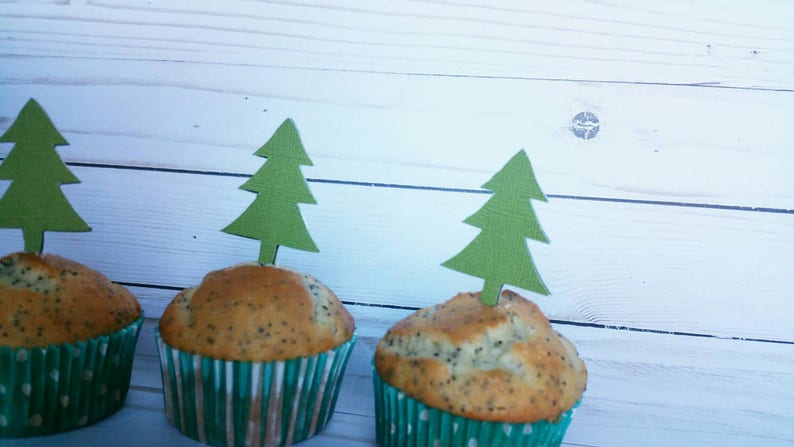 Light Green Pine Tree Cupcake Toppers / Lumberjack /camping/ Pnw ...