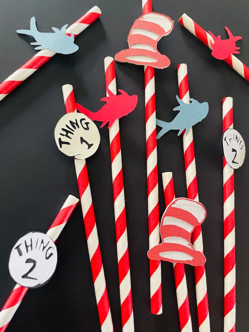 Thing 1&2 Dr. Seuss Birthday Party Paper Straws / Paper Straws - Etsy