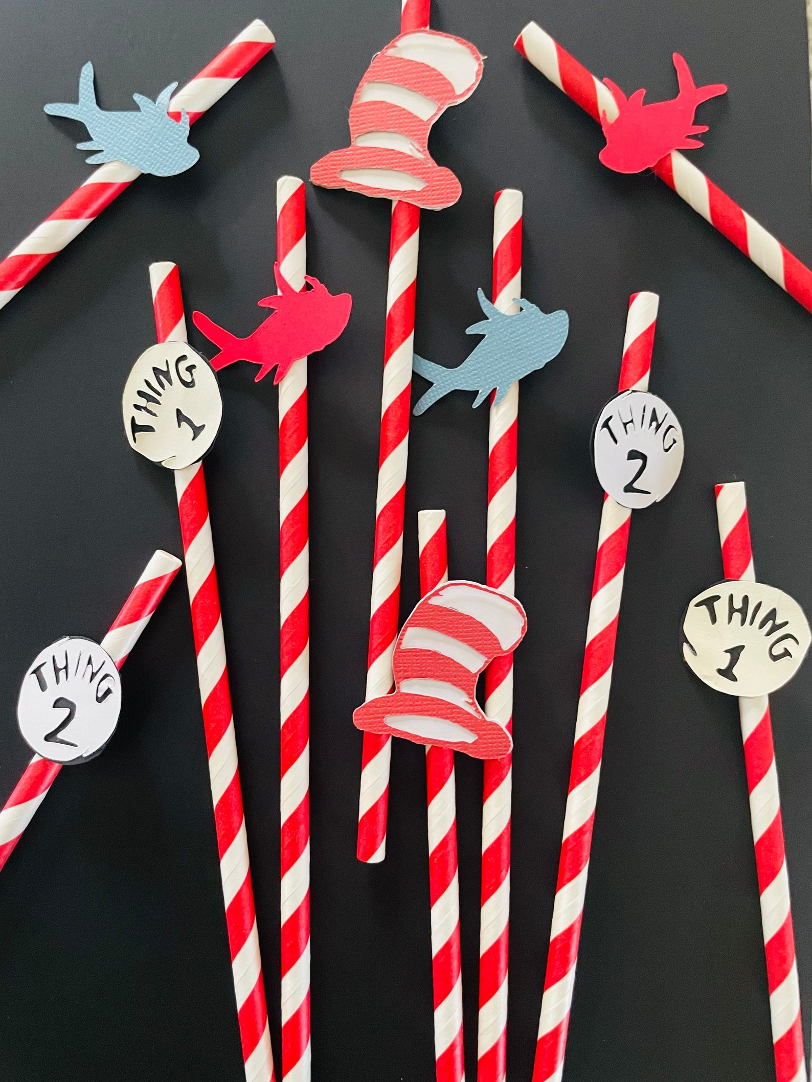 Thing 1&2 Dr. Seuss Birthday Party Paper Straws / Paper Straws ...