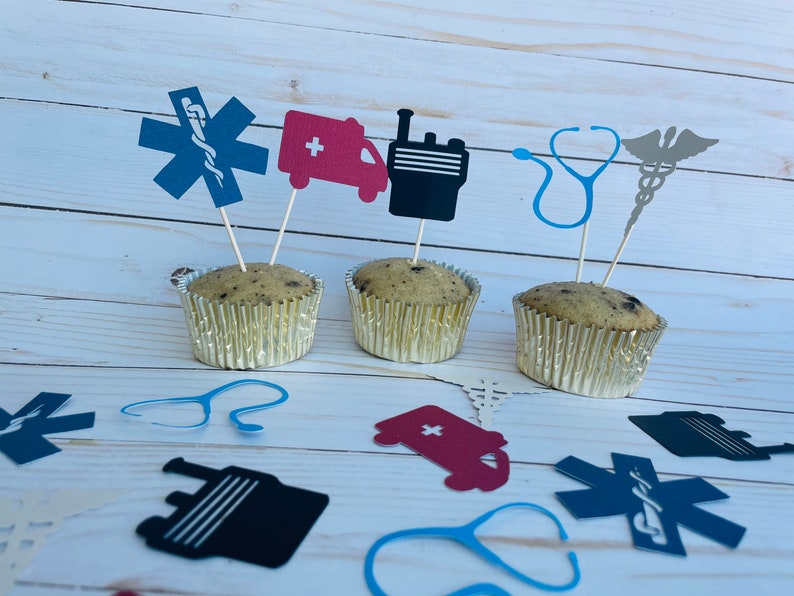 EMS Emergency Medical Services Party Graduation Cupcake Toppers ...
