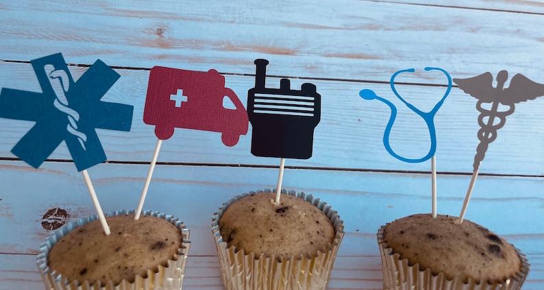 EMS Emergency Medical Services Party Graduation Cupcake Toppers ...