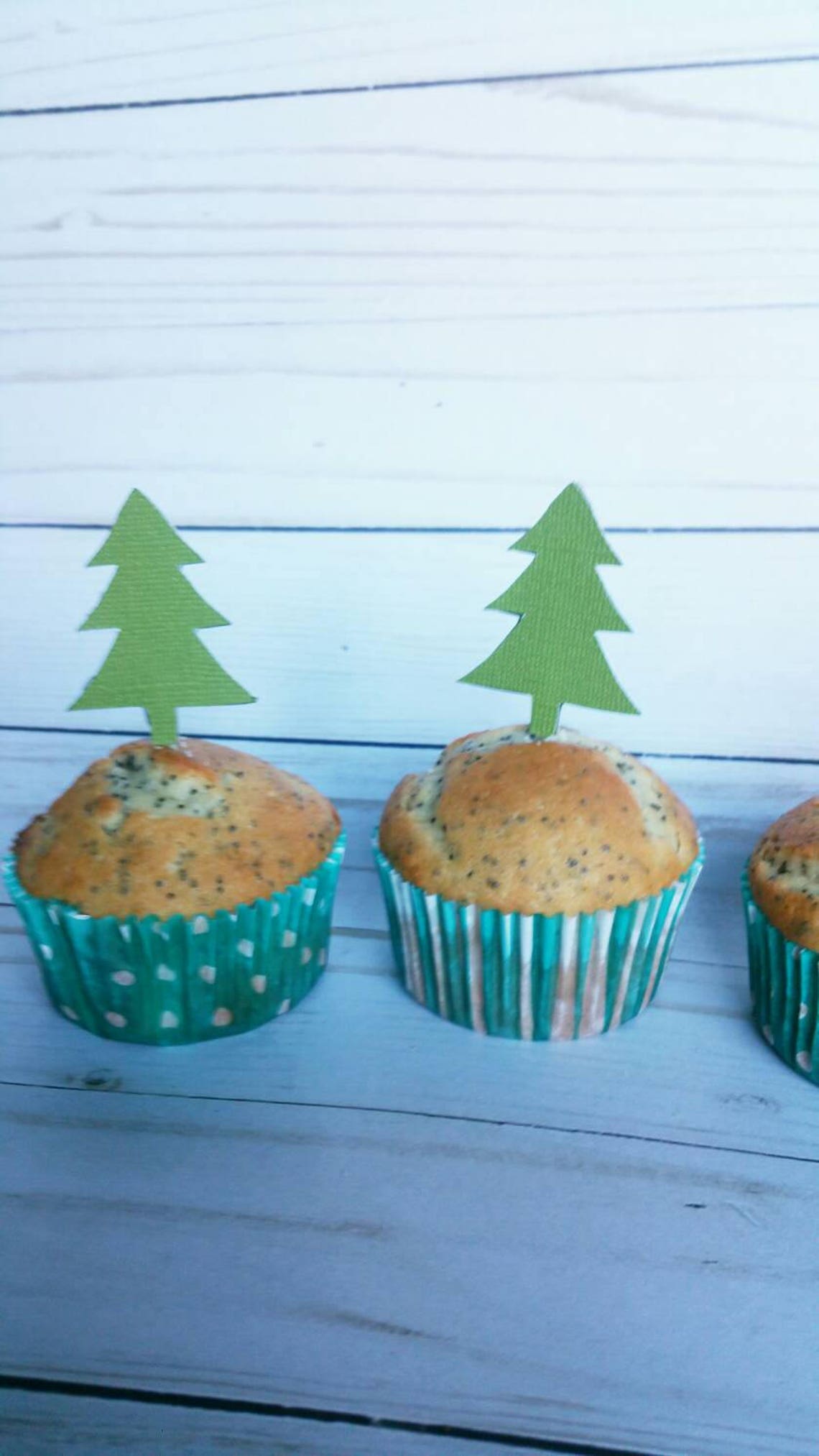 Light Green Pine Tree Cupcake Toppers / Lumberjack /camping/ Pnw ...