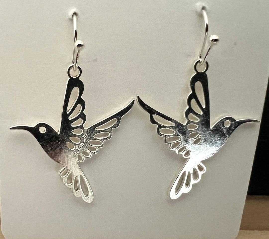 White Plated Hummingbirds Earrings Cute and Simple for Any Bird Lover ...