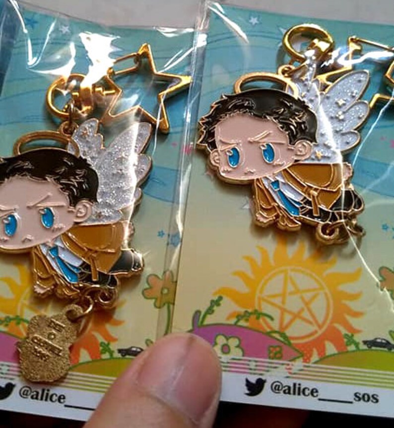 Castiel With Bee enamel charm/key ring | Etsy