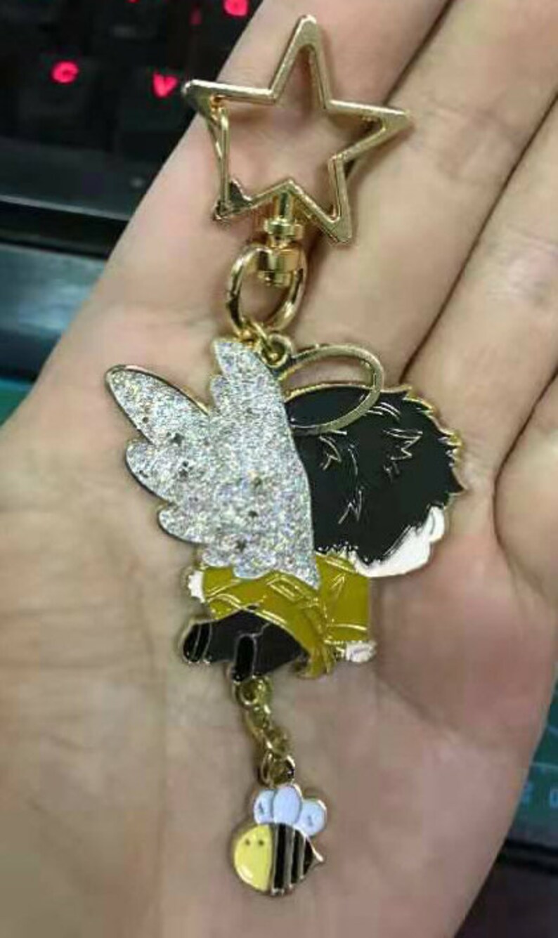 Castiel With Bee Enamel Charm/key Ringmore Glitter - Etsy