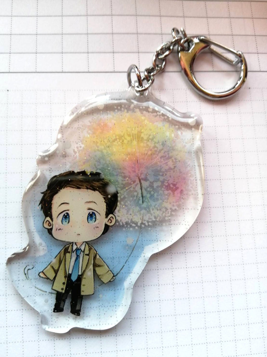 Castiel-dandelion Angel-acrylic Epoxy Key Ring - Etsy