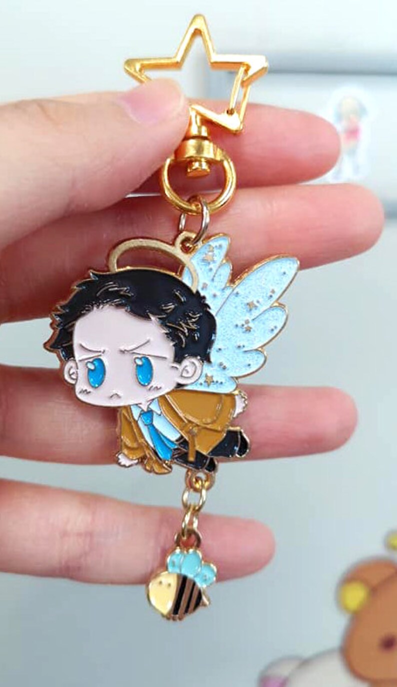 Castiel With Bee enamel charm/key ring | Etsy