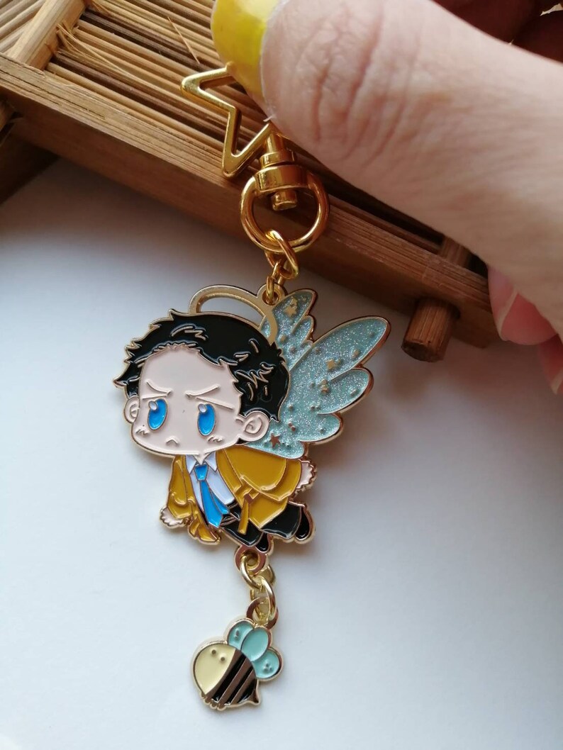 Castiel With Bee enamel charm/key ring | Etsy