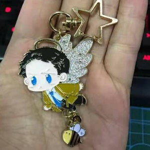 Castiel With Bee Enamel Charm/key Ringmore Glitter - Etsy