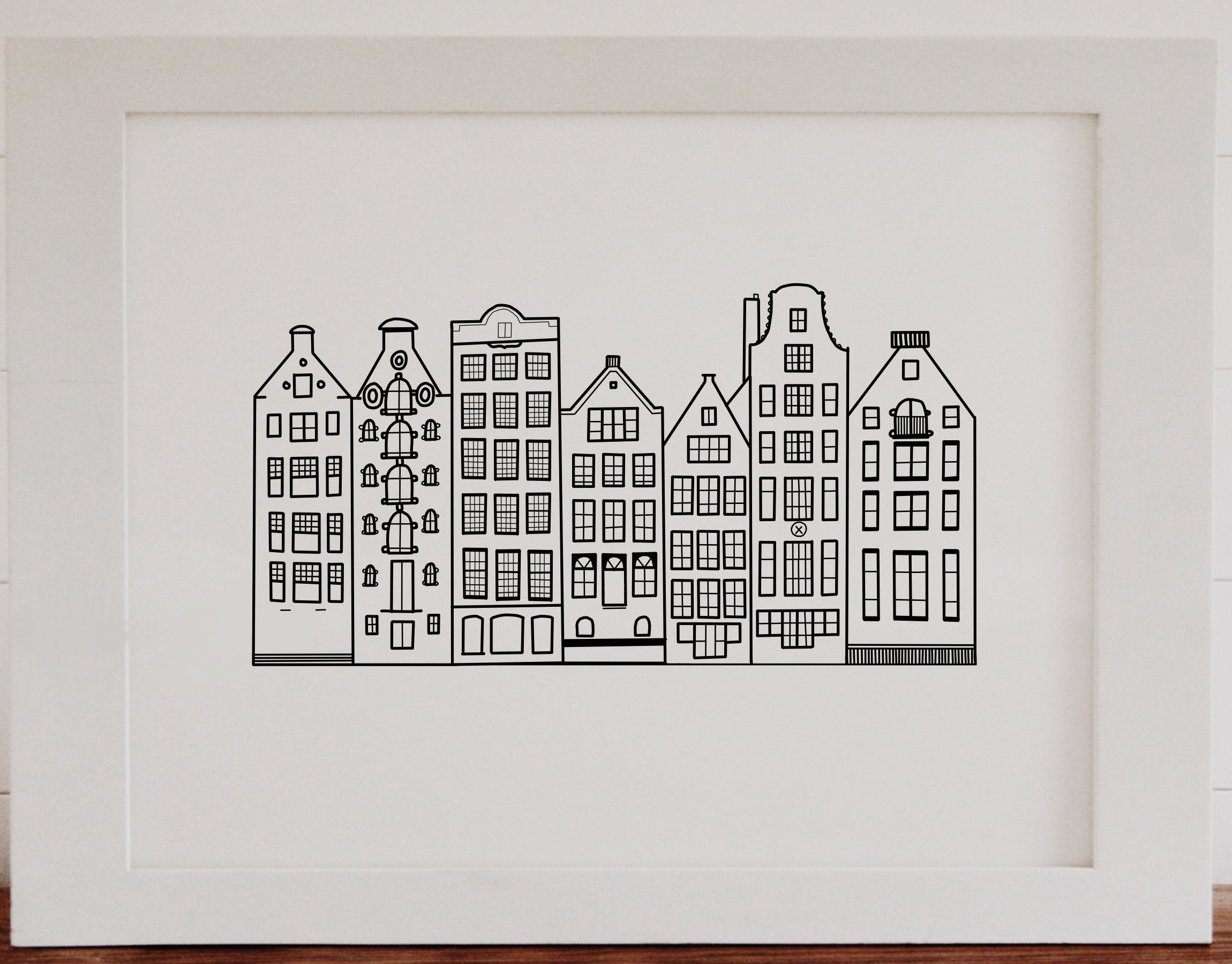 Netherlands Amsterdam Line Drawing Print Black and White Digital ...