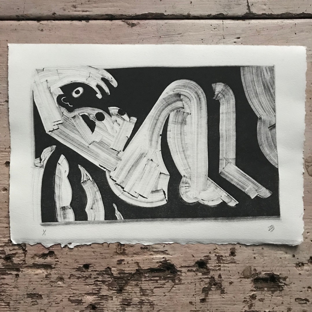 Reclining Man (monotype, 6.25x10) - Etsy