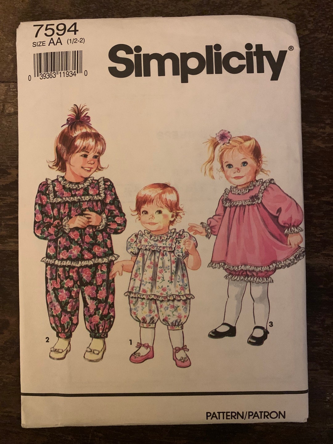 Simplicity 7594 Uncut Toddlers’ Romper Dress in 2 Lengths & Panties ...