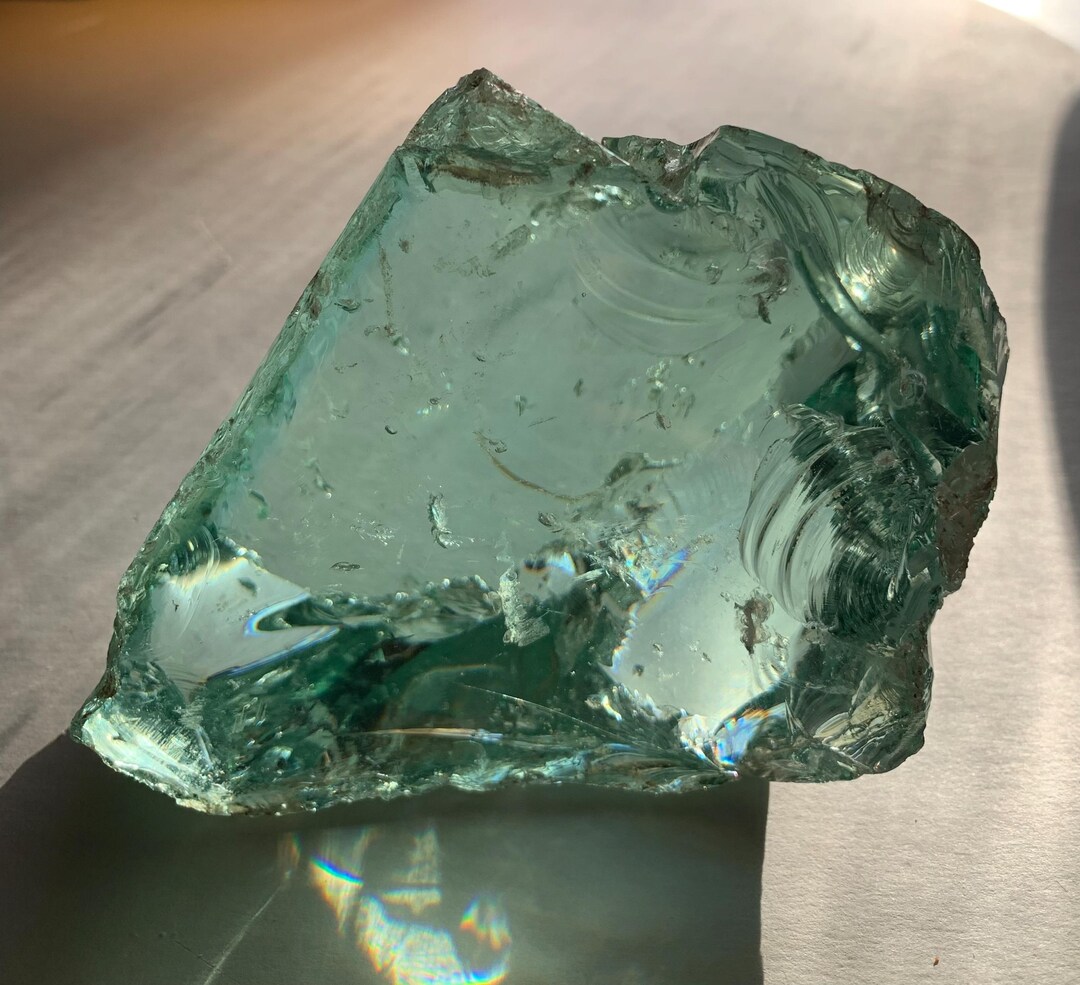 Beautiful Aquamarine Colored Cullet, Slag Glass Chunk With Amber ...