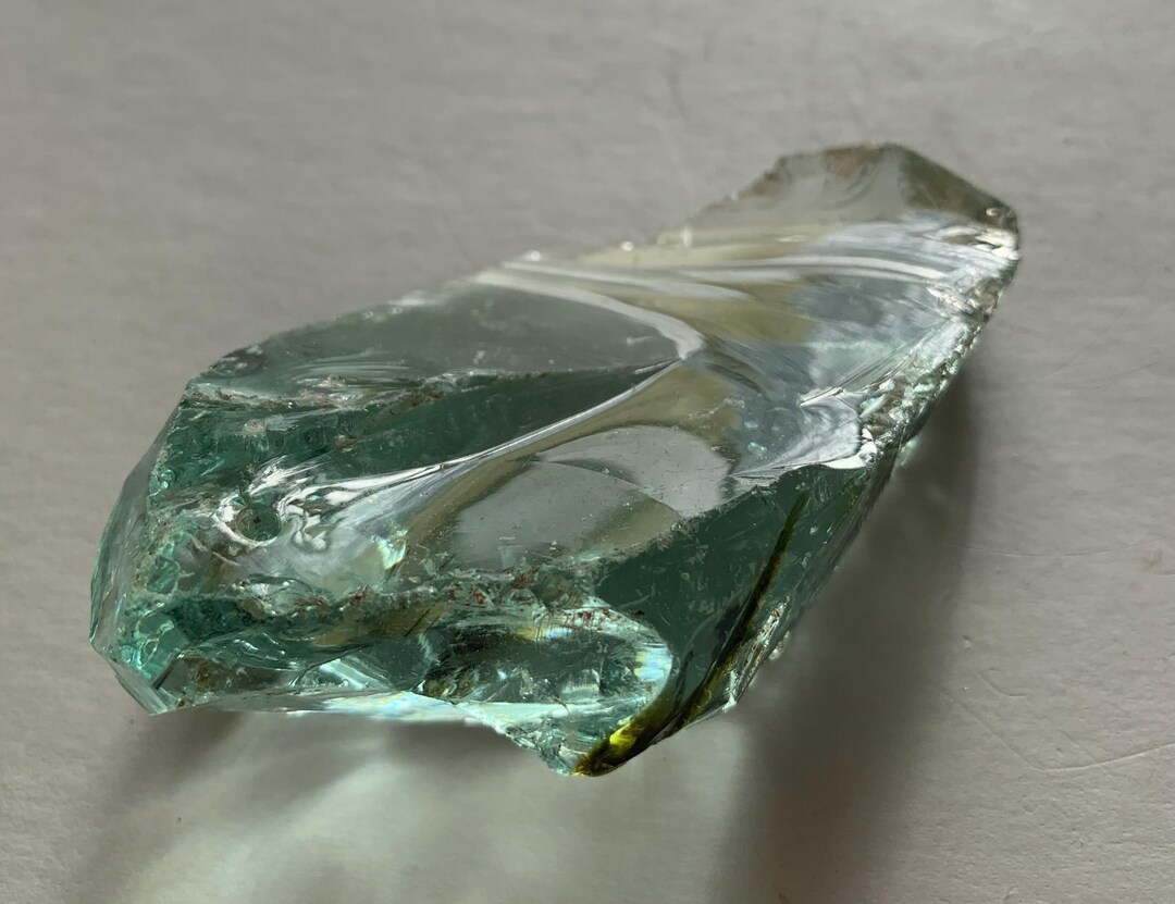 Beautiful Aquamarine Colored Cullet, Slag Glass Chunk With Amber ...