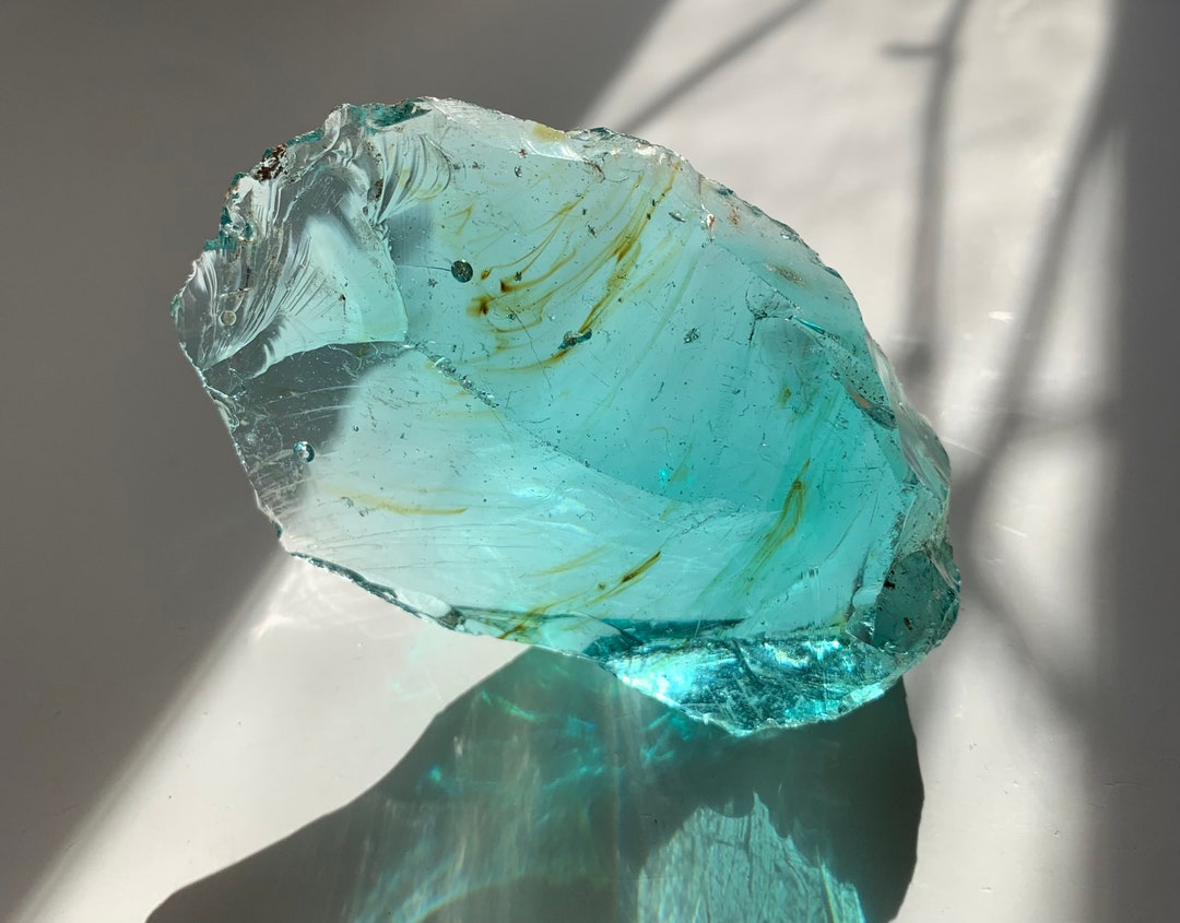 Beautiful Aquamarine Colored Cullet, Slag Glass Chunk 156 Grams Dad - Etsy