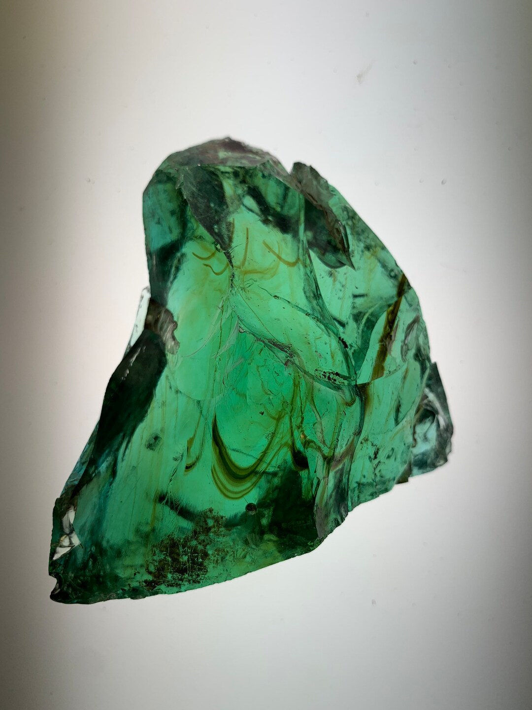 Beautiful Blue-green Slag Glass Chunk With Amber Inclusions - Etsy