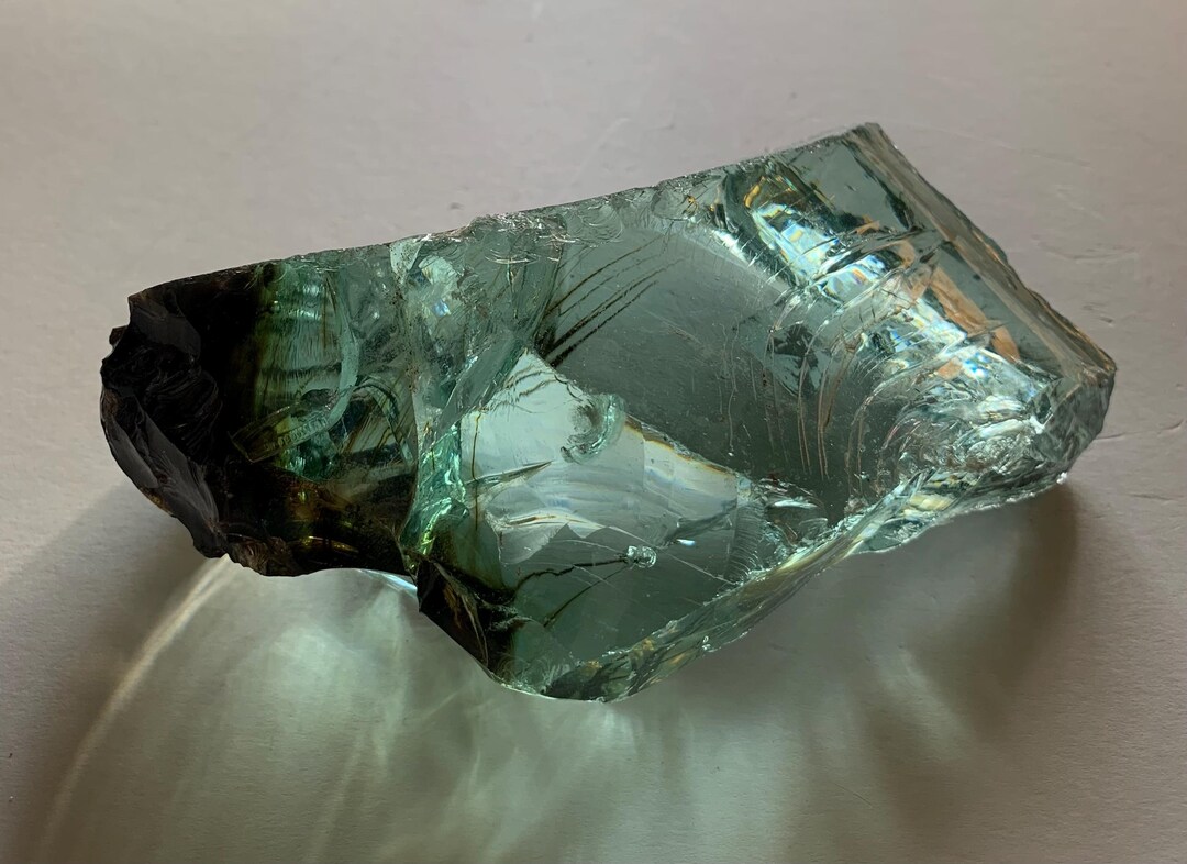 Beautiful Aquamarine Colored Cullet, Slag Glass Chunk With Amber ...