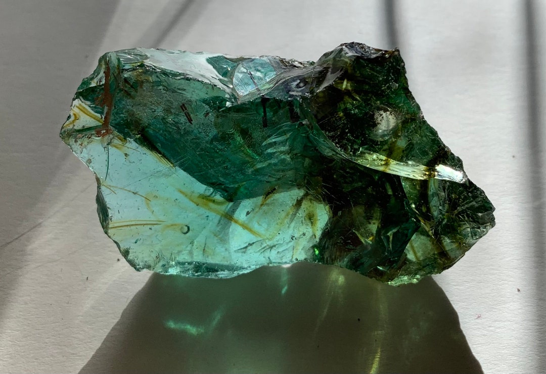 Beautiful Aquamarine Colored Cullet, Slag Glass Chunk With Amber ...