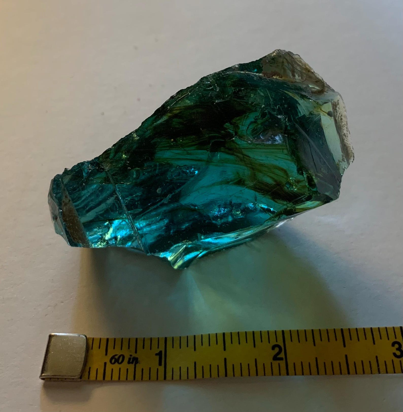 Beautiful Aquamarine Colored Cullet, Slag Glass Chunk With Amber ...