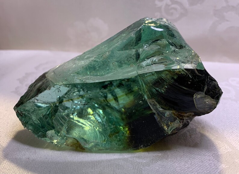 Beautiful Aqua Blue-Green and Dark Amber Colored Cullet Slag Glass ...