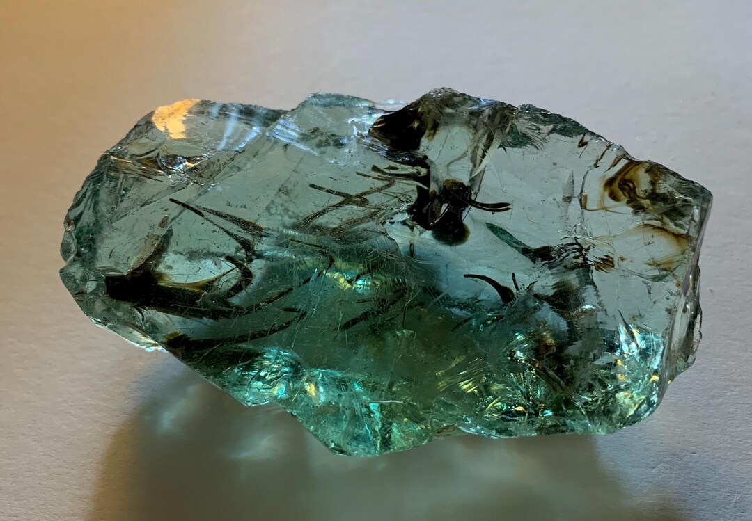 Beautiful Aquamarine Colored Cullet, Slag Glass Chunk With Amber ...