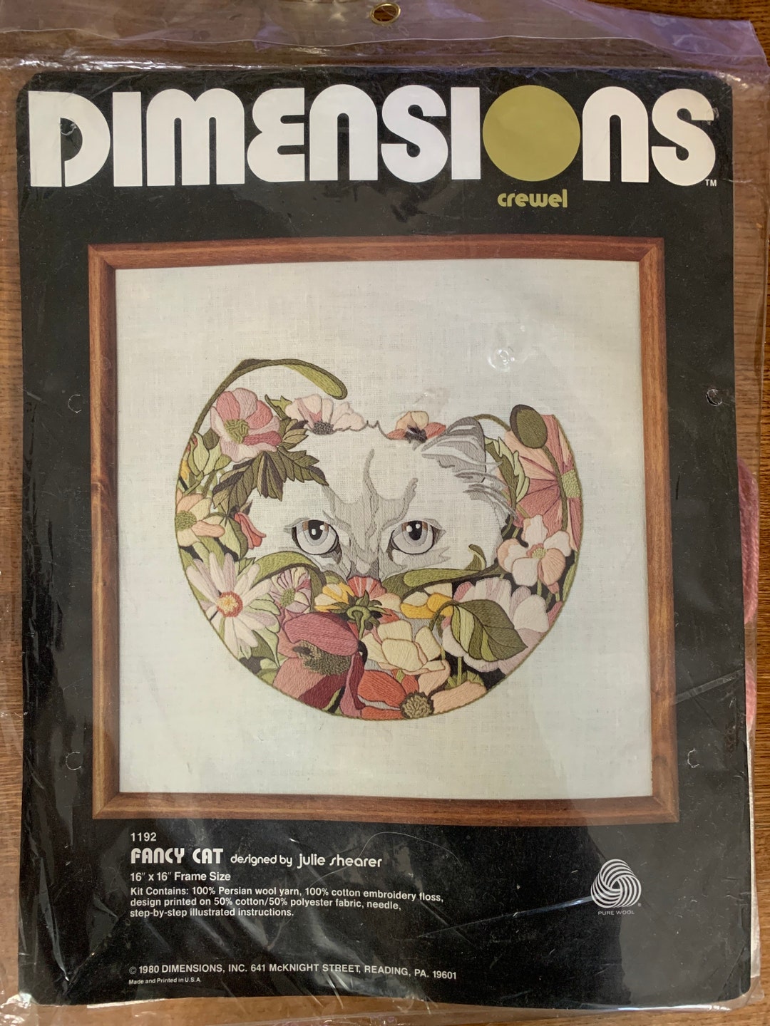 Dimensions 1192 the Fancy Cat Crewel Kit - Etsy