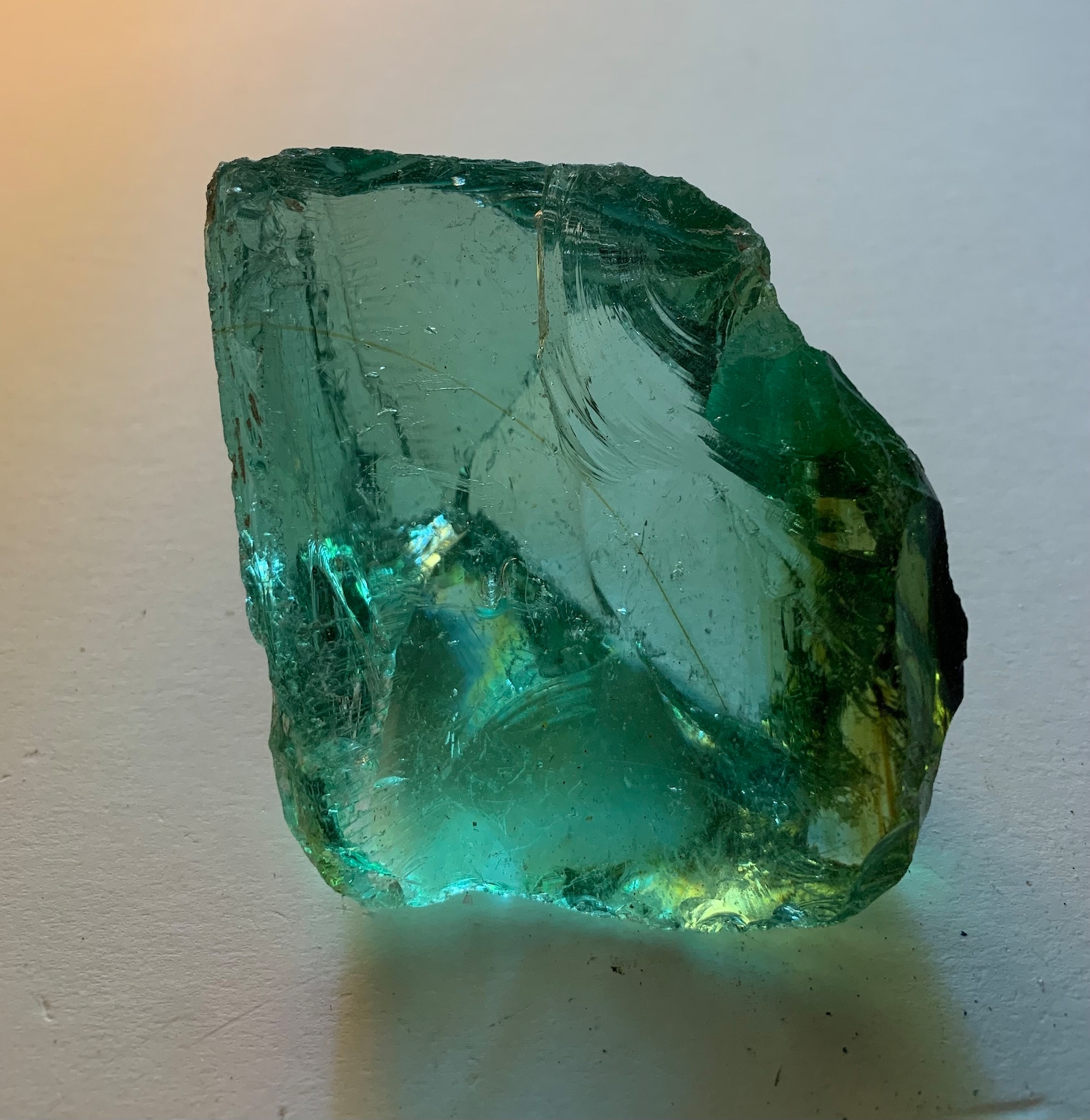 Beautiful Aquamarine Colored Cullet, Slag Glass Chunk With Amber ...