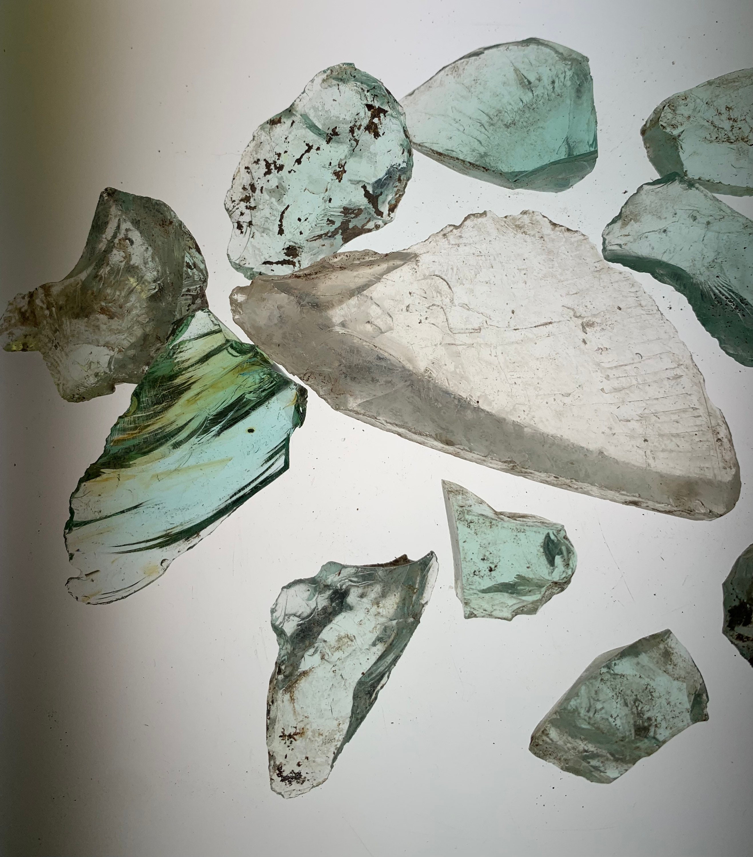 13 Beautiful Light Blue-green to Colorless Slag Glass Chunks. - Etsy