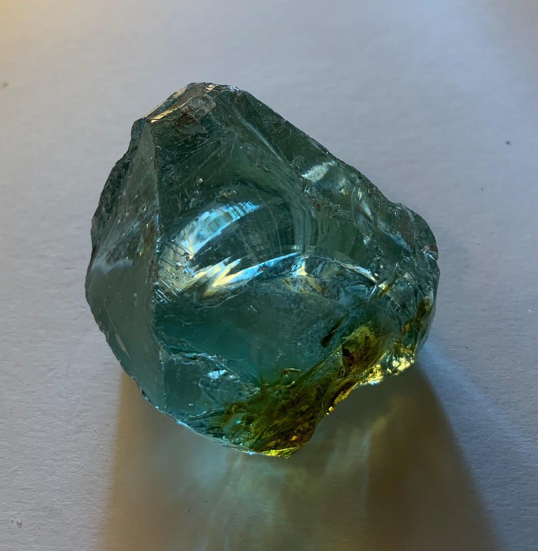 Beautiful Aquamarine Colored Cullet, Slag Glass Chunk With Amber ...
