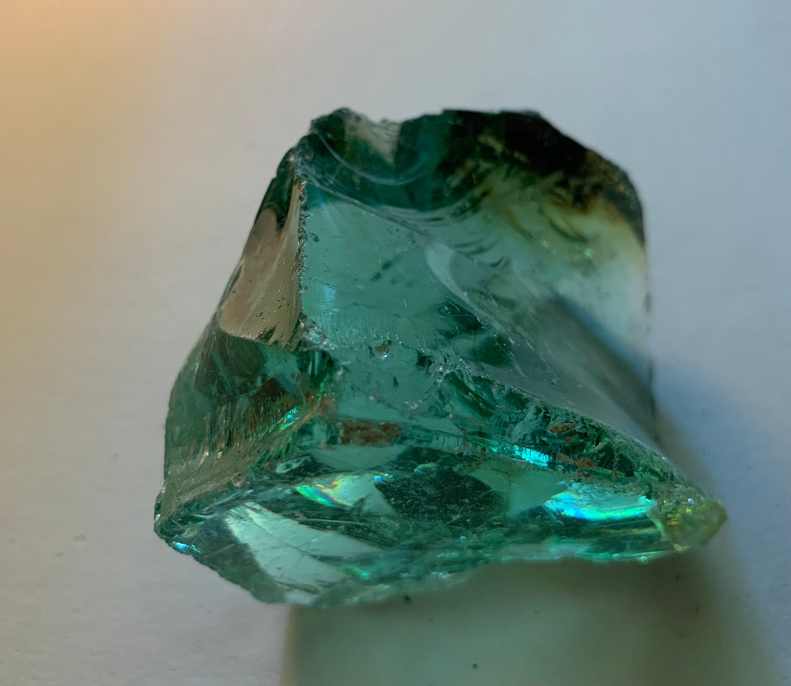 Beautiful Aquamarine Colored Cullet, Slag Glass Chunk With Amber ...