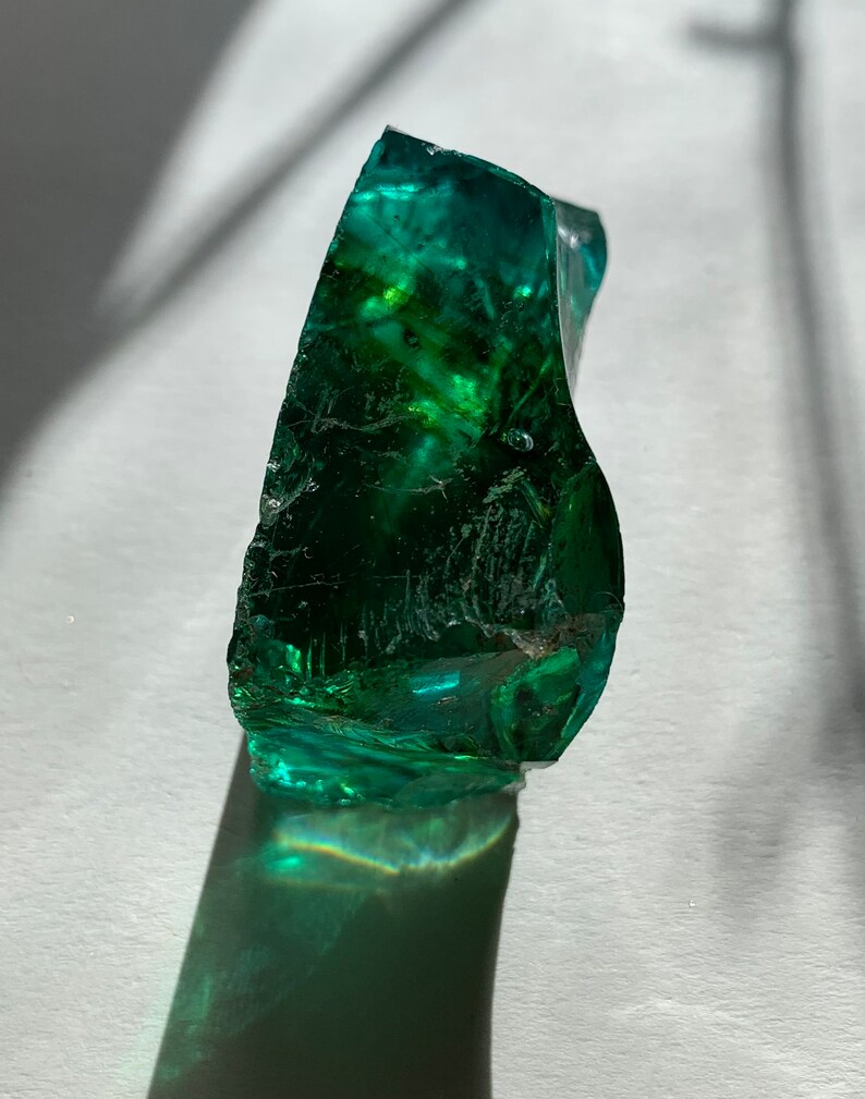 Beautiful Aquamarine Colored Cullet, Slag Glass Chunk With Amber ...