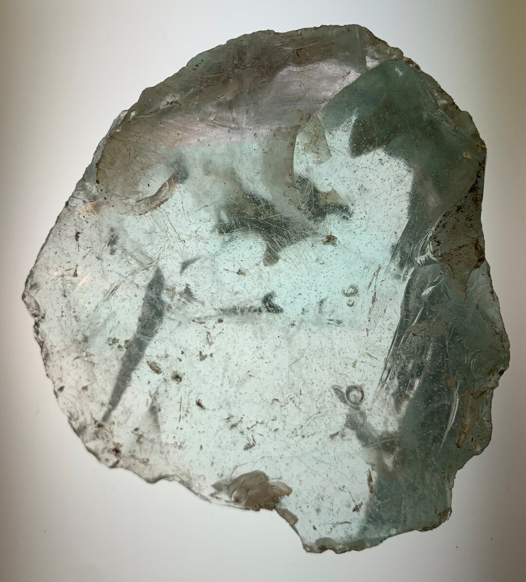 Frosty Pale Aquamarine Colored to Clear Cullet, Slag Glass Chunk 464 ...