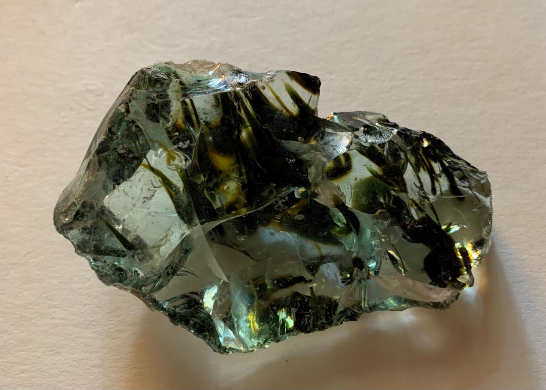 Beautiful Aquamarine Colored Cullet, Slag Glass Chunk With Amber ...